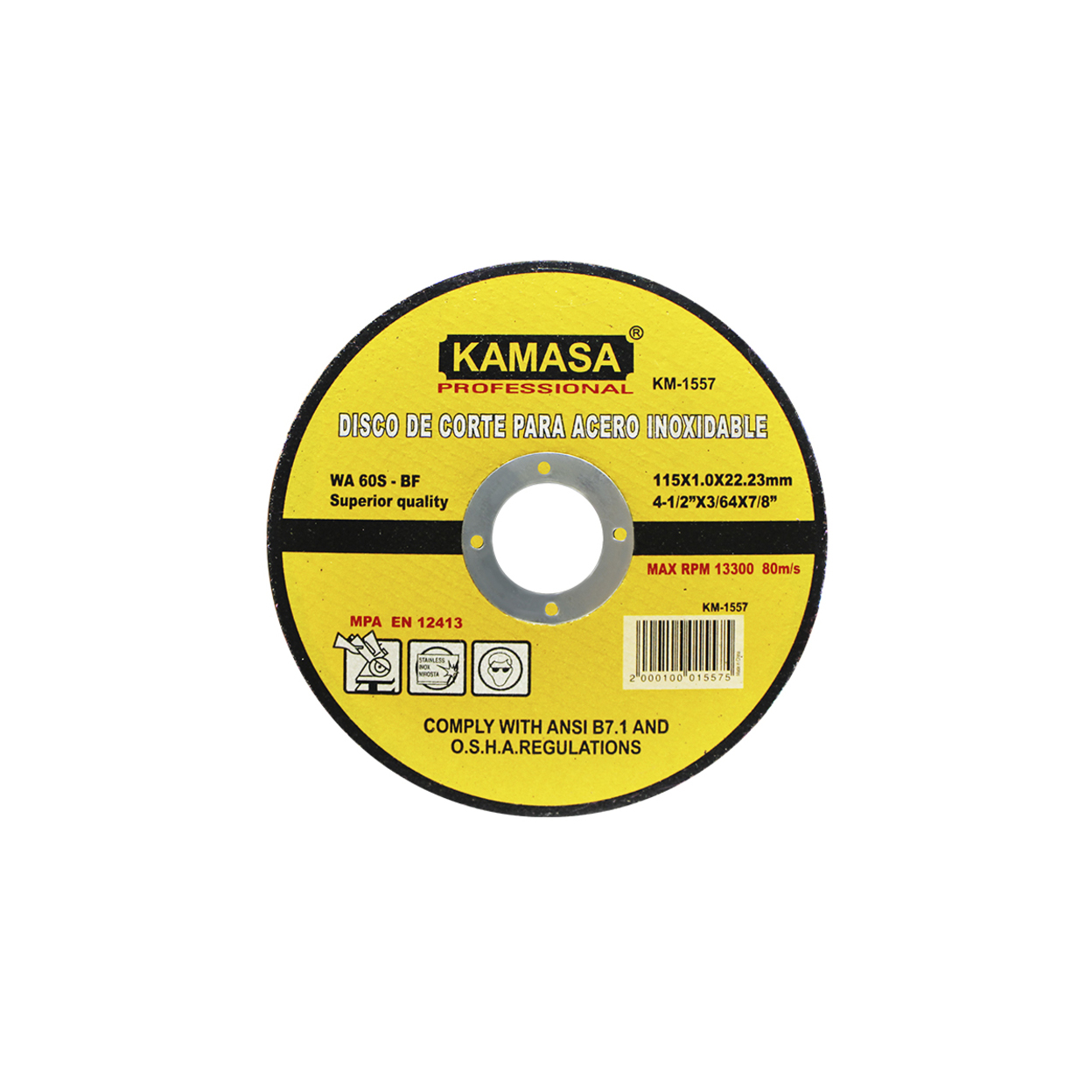 Disco de corte inox 4.5" (115x1mm) wa 60s-bf | Kamasa
